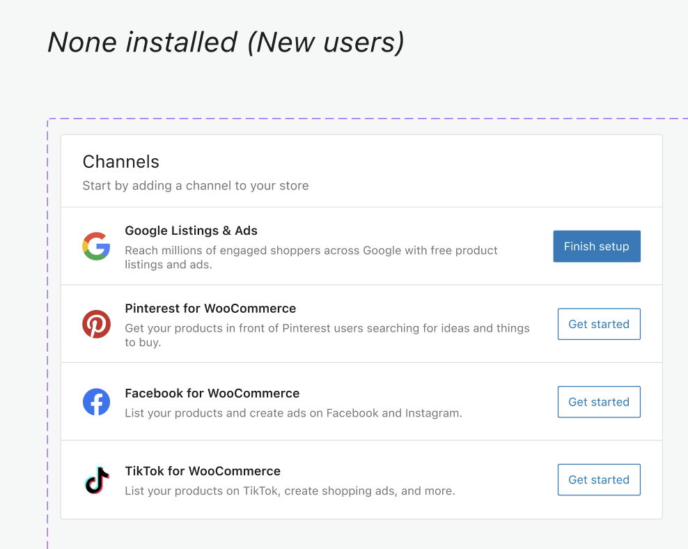 Add the "Channels" card into Marketing page · Issue #34906 · woocommerce/woocommerce · GitHub