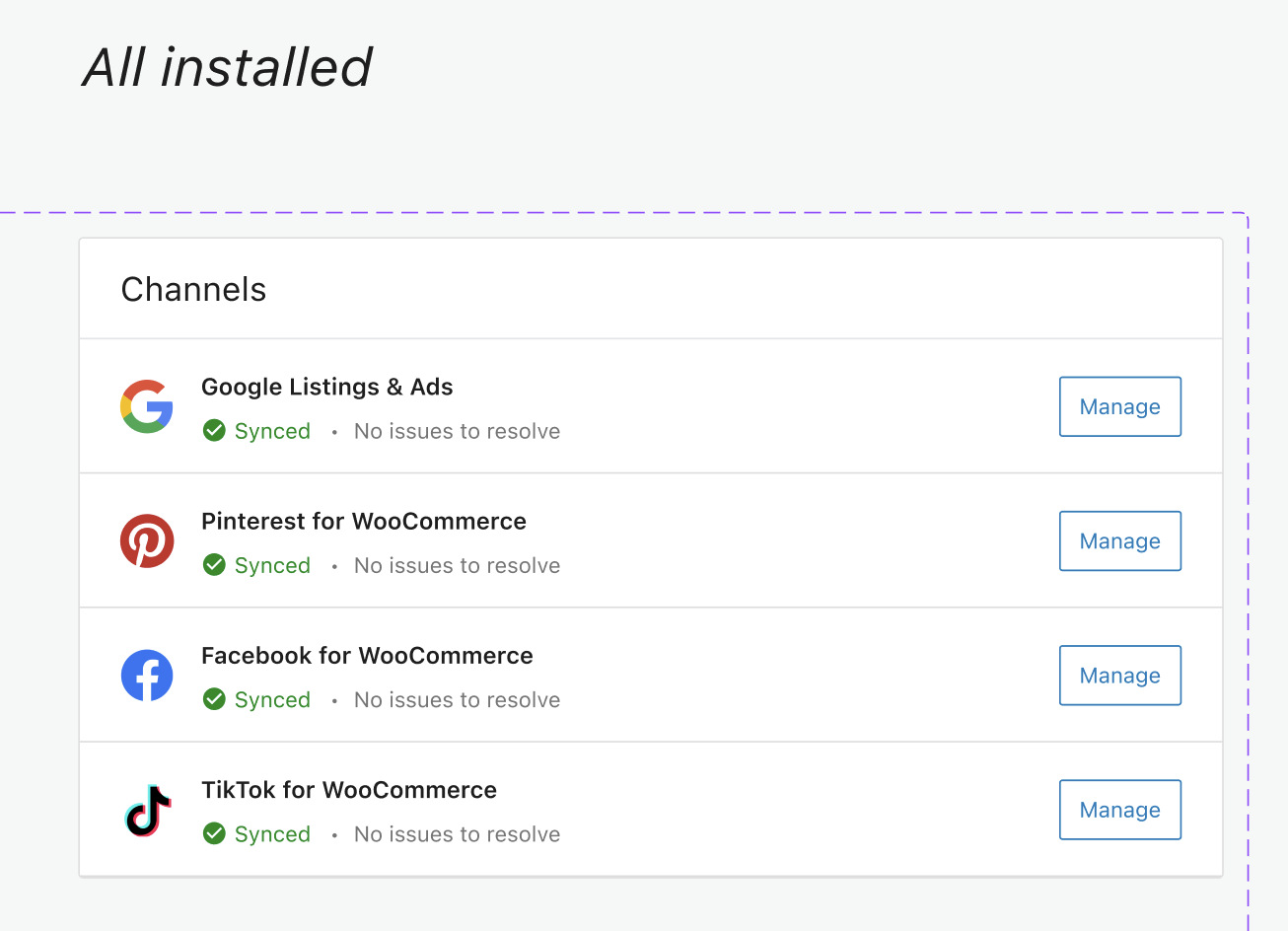 Add the "Channels" card into Marketing page · Issue #34906 ...