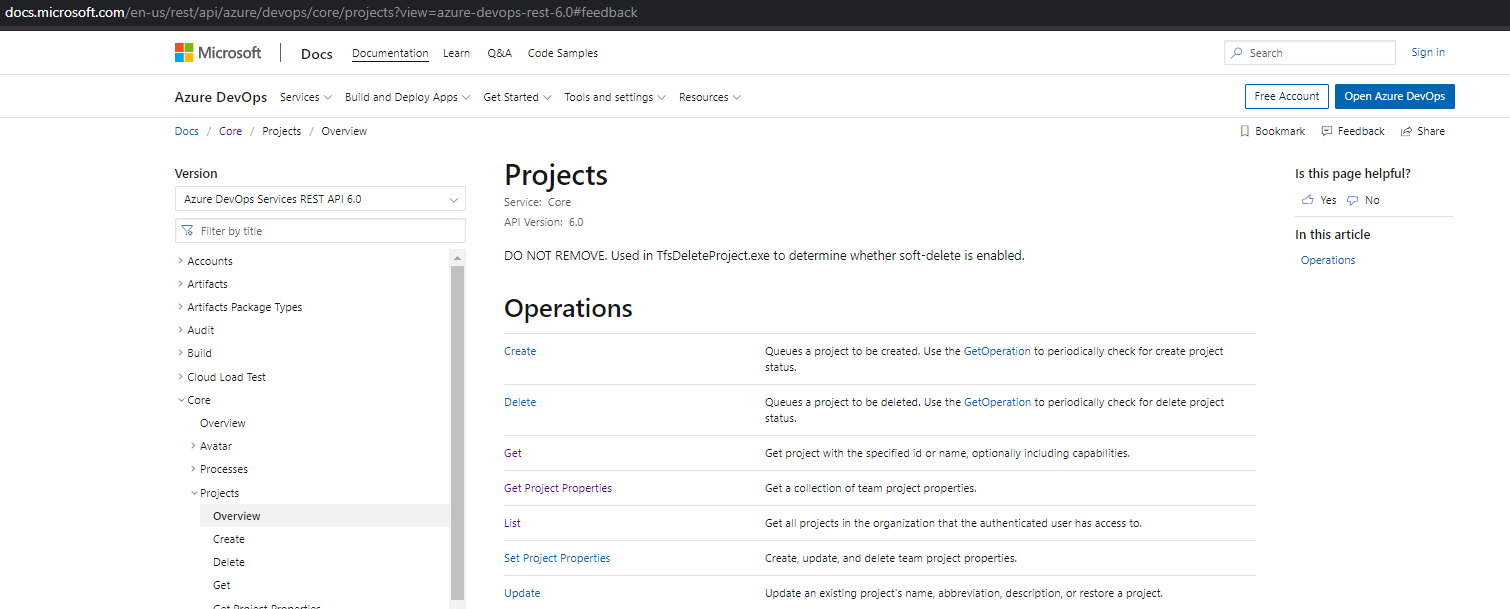 Sentence of "DO NOT REMOVE. Used in TfsDeleteProject.exe to determine whether soft-delete is ...