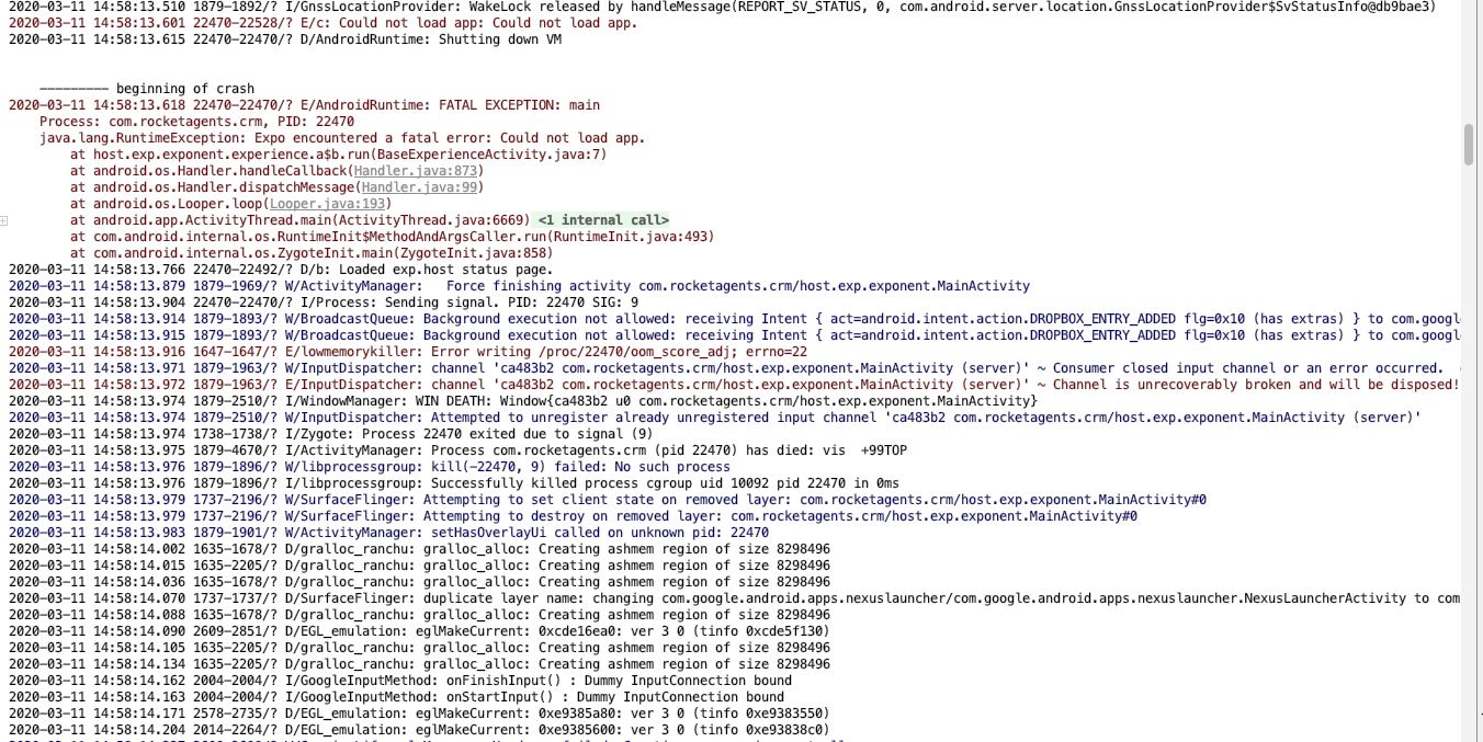 Apps sometimes crash (call stack at BaseExperienceActivity$2.run ...