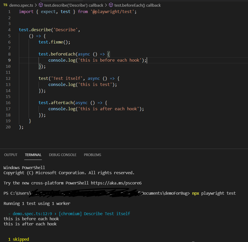 [BUG] BeforeEach/AfterEach hooks run ignoring the skip, fixme, fail annotation · Issue #7262 ...