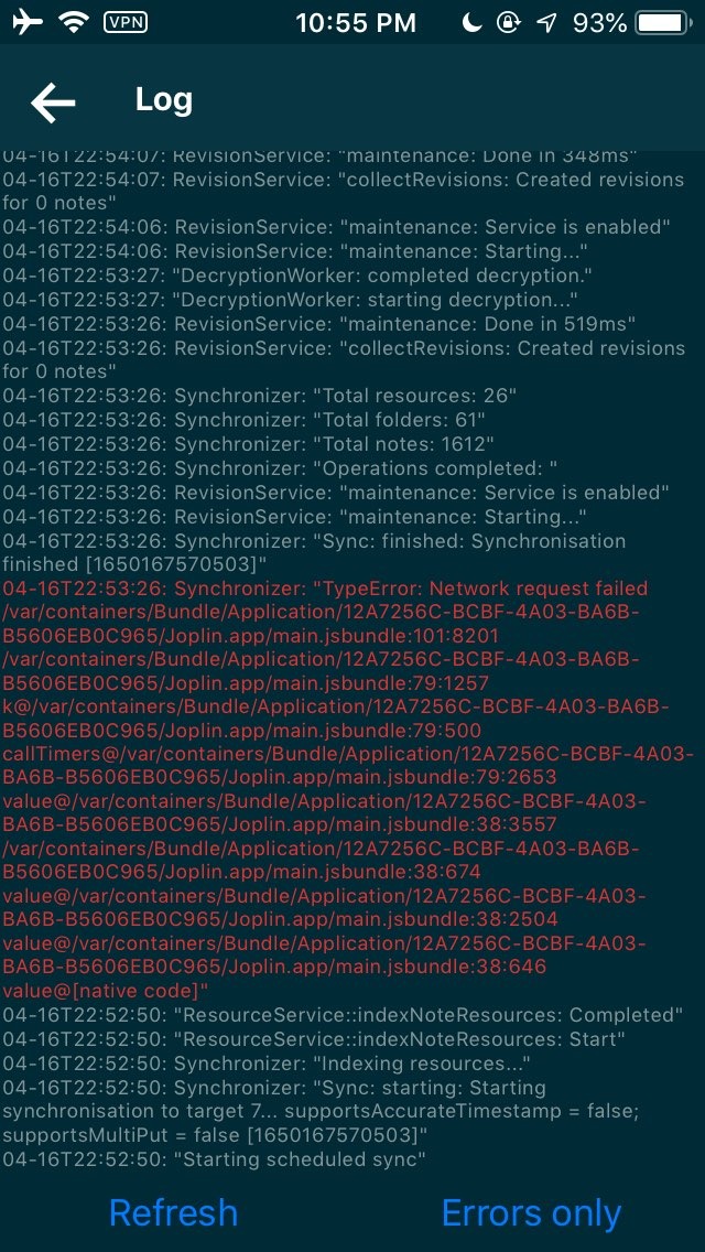 iOS and Dropbox synchronisation not working · Issue #6375 · laurent22/joplin · GitHub