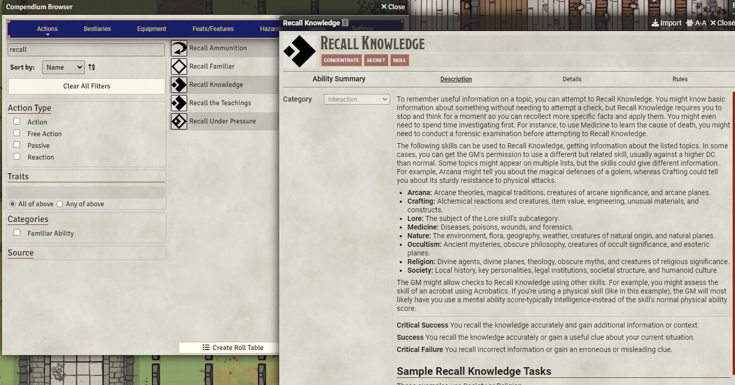 5.9.4 still has old Recall Knowledge text · Issue #11662 · foundryvtt ...