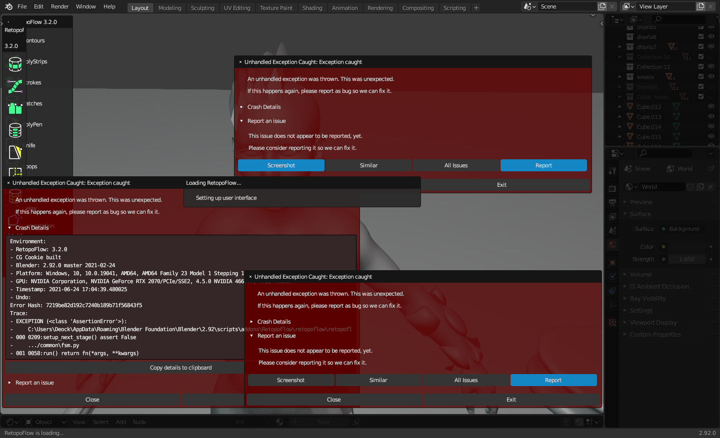 Crash · Issue 1020 · Cgcookie Retopoflow · Github