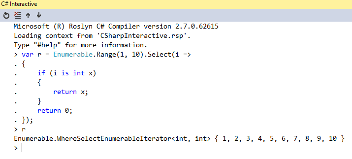 Failure to execute C# 7 pattern matching in C# Interactive · Issue ...
