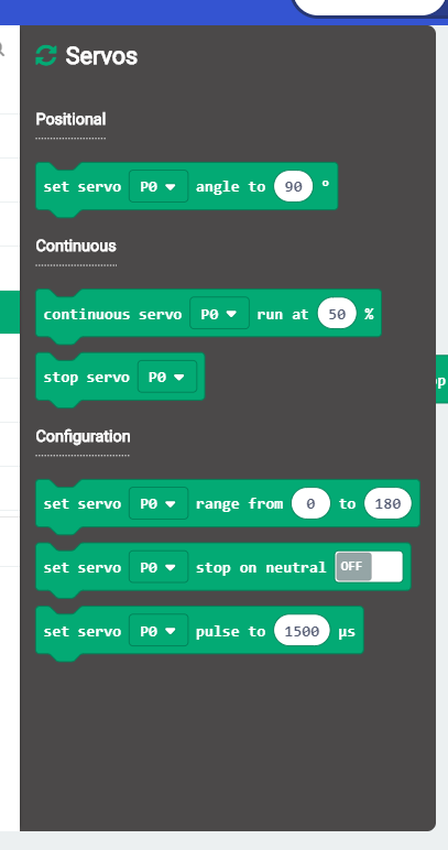 Feature request: Servo blocks · Issue #1820 · microsoft/pxt-microbit · GitHub
