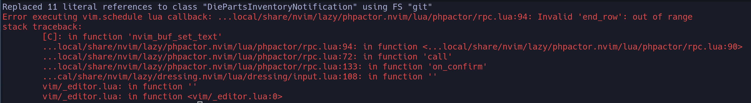 Error when renaming a class · Issue #11 · gbprod/phpactor.nvim · GitHub