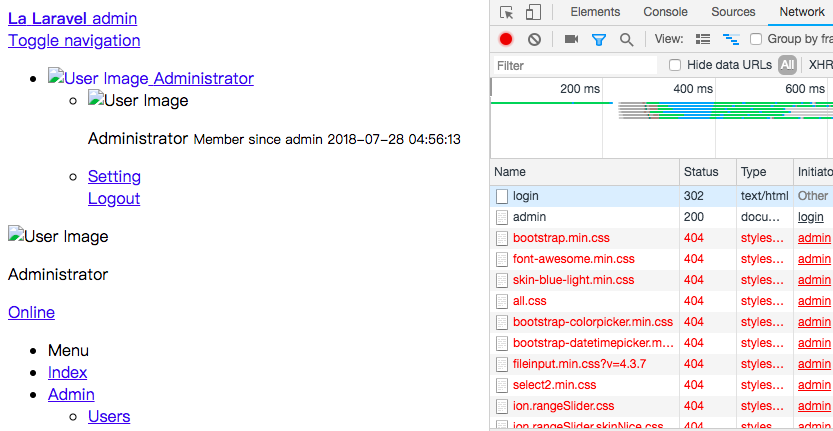 本地环境，laravel-admin加载404错误？ · Issue #2247 · z-song/laravel-admin · GitHub