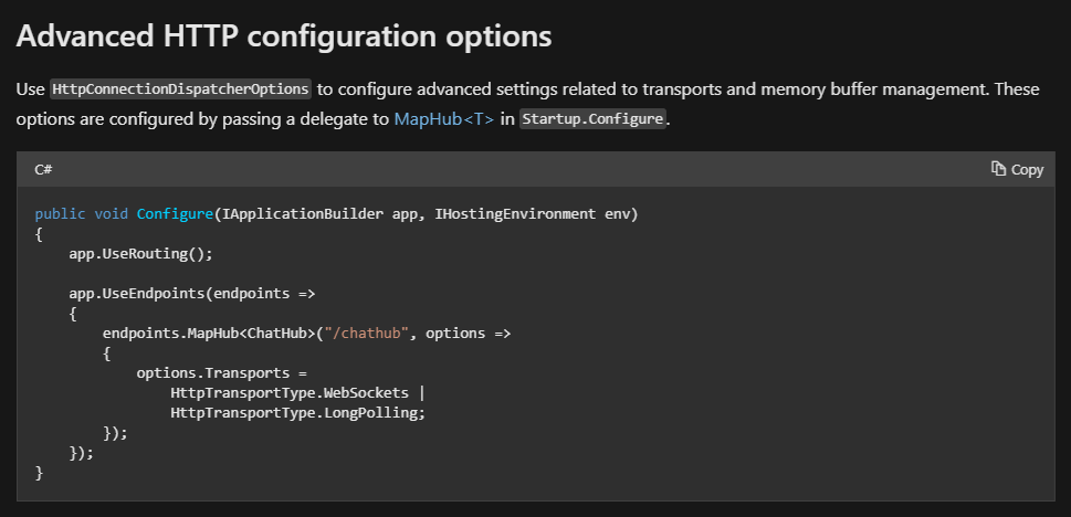 Is there an option for Asp.Net server SDK to force clients using WebSocket transport? · Issue ...