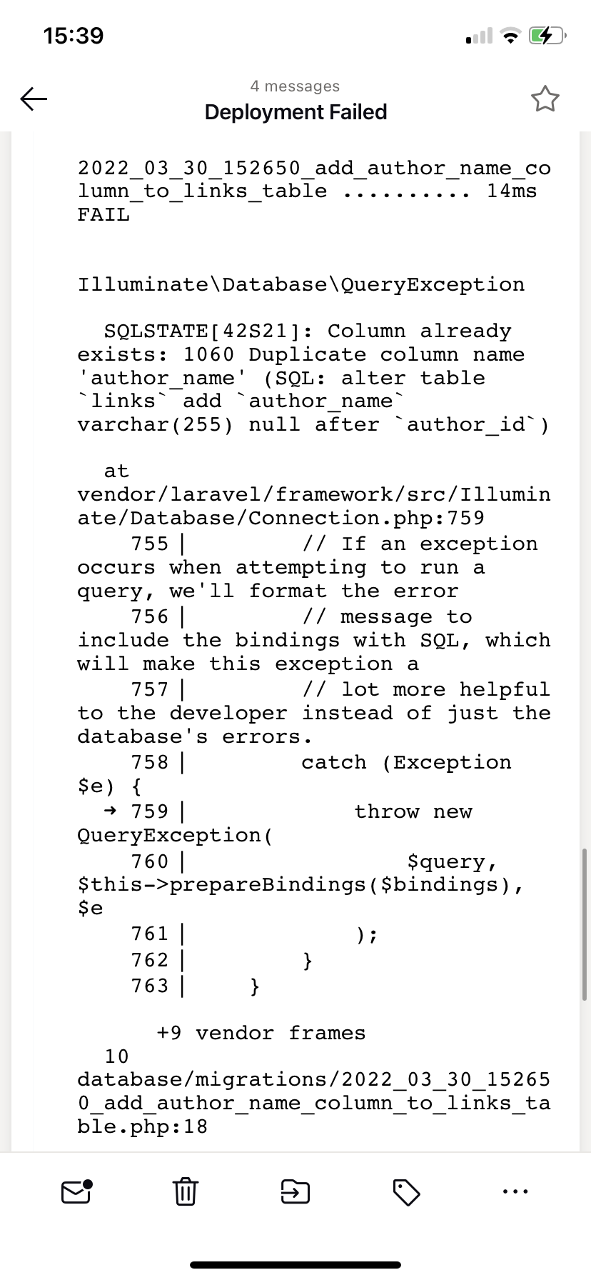 Duplicate column `author_name` in database migrations · Issue #21 · filamentphp/filamentphp.com ...