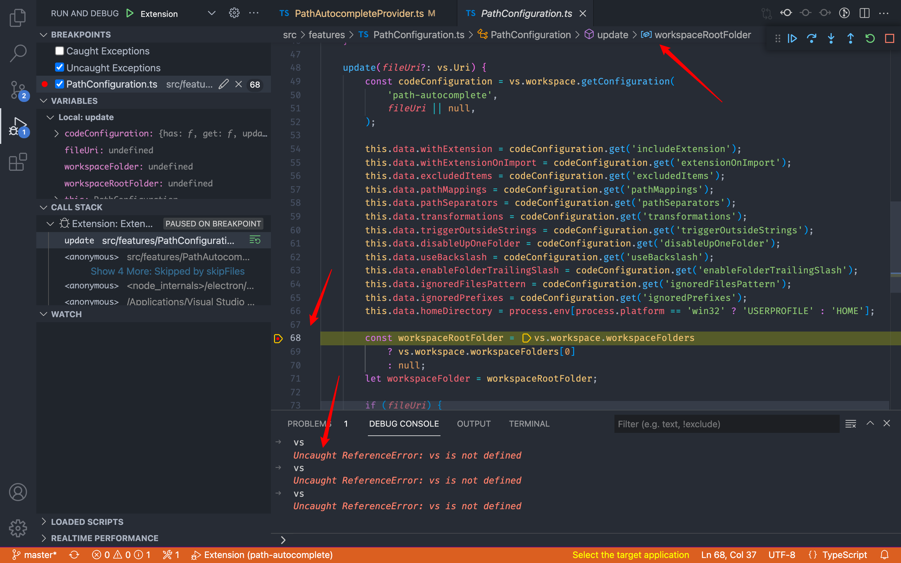 VSCode is undefined in debug console when debug extension · Issue ...