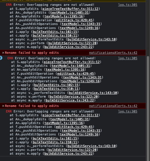 Rename failed to apply edits · Issue #165455 · microsoft/vscode · GitHub