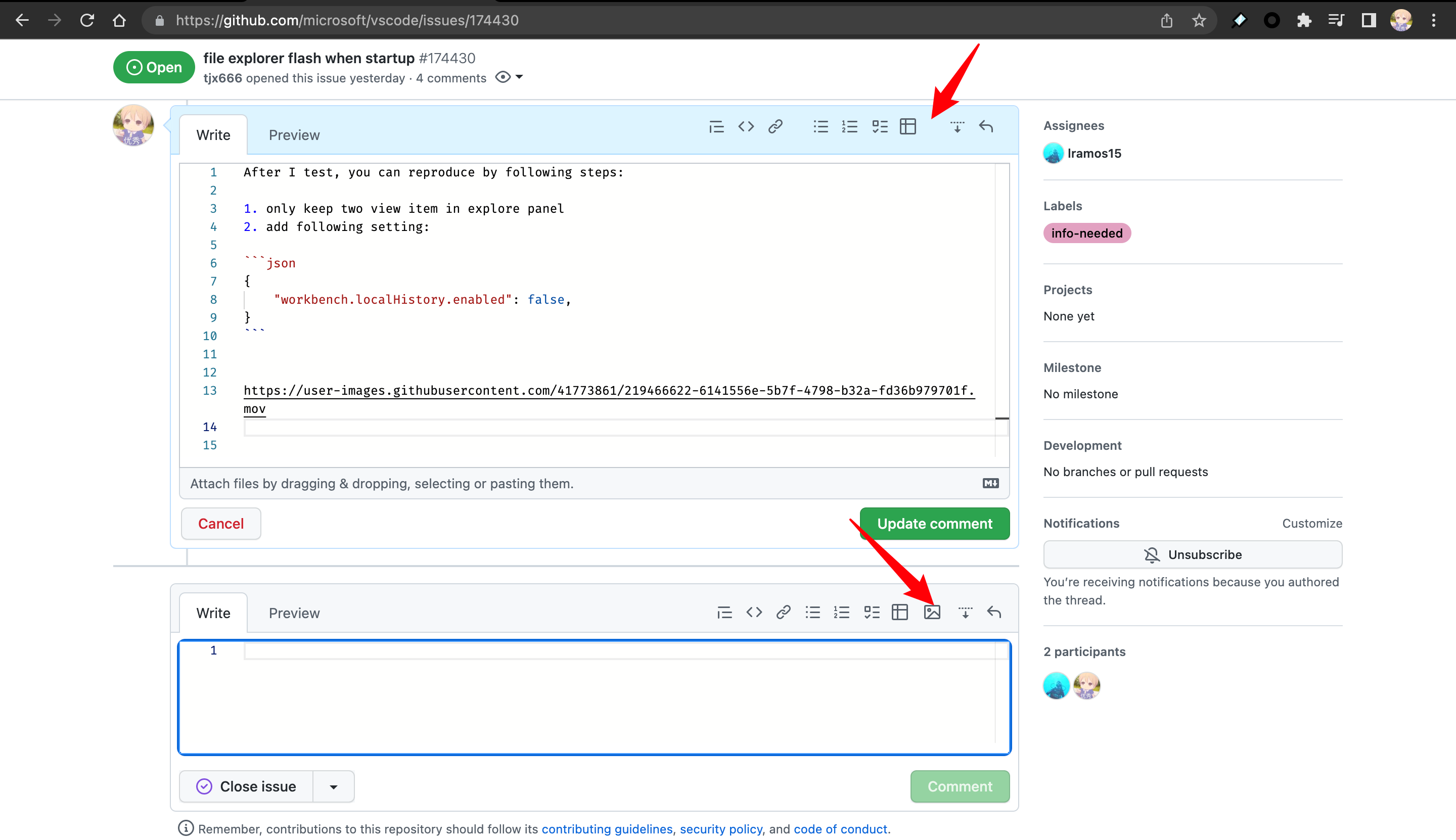 No `attch An Image Or Video` Icon In Issue Editor When Edit Issue 