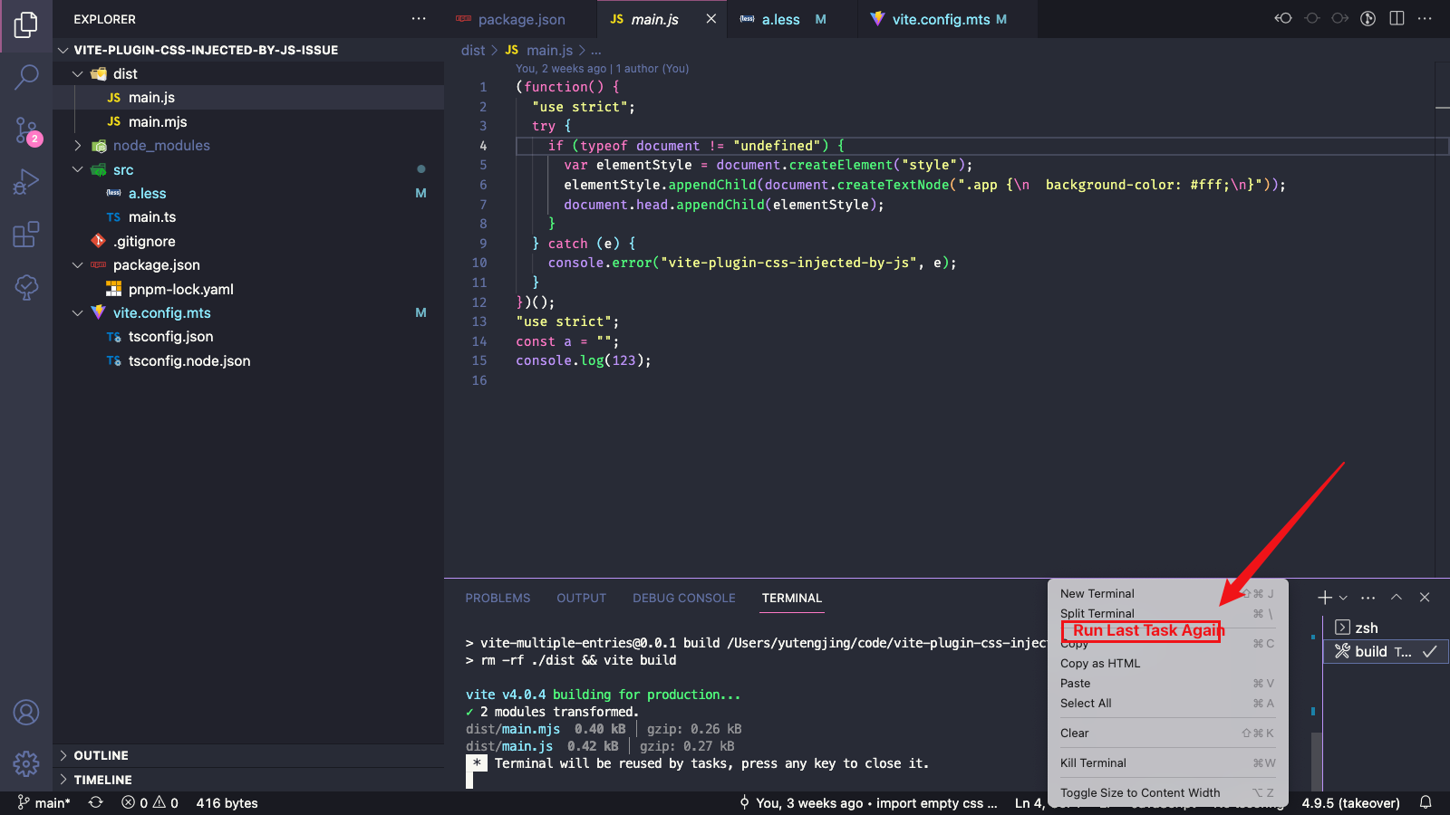 provide commad to run last task again · Issue #175614 · microsoft/vscode · GitHub