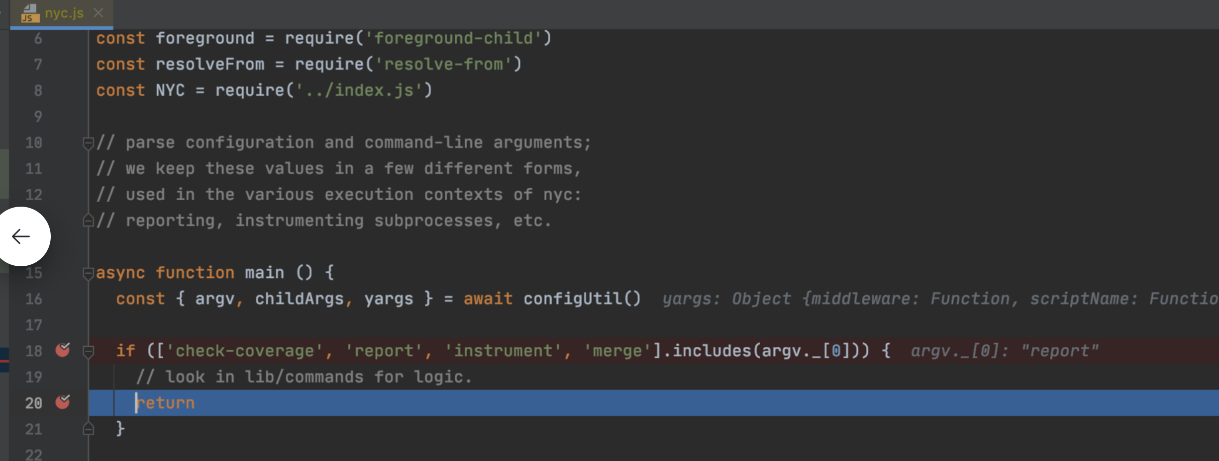 bin/nyc.js return once start · Issue #1376 · istanbuljs/nyc · GitHub