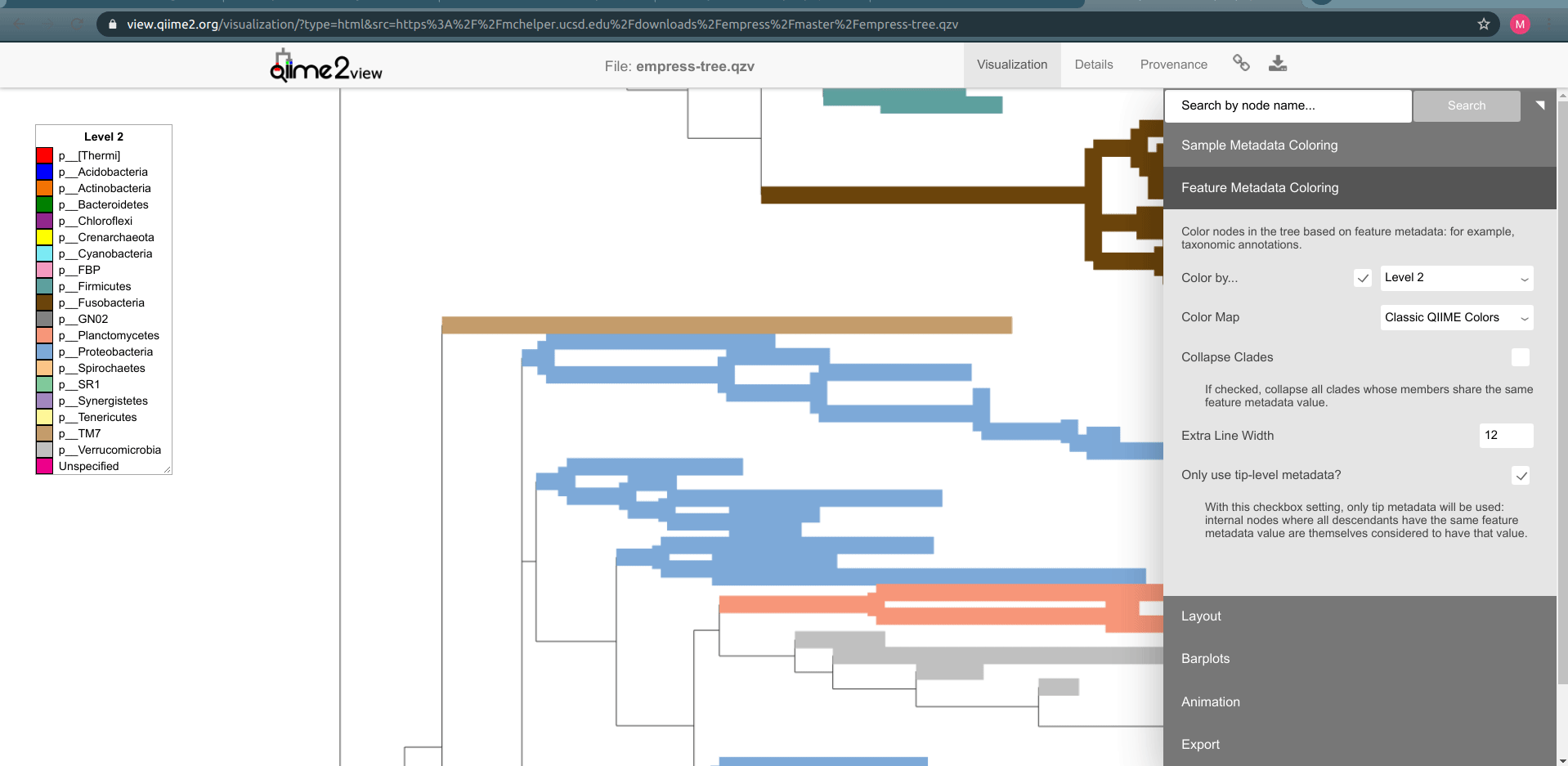 Thicken root node of collapsed clades · Issue #424 · biocore/empress · GitHub
