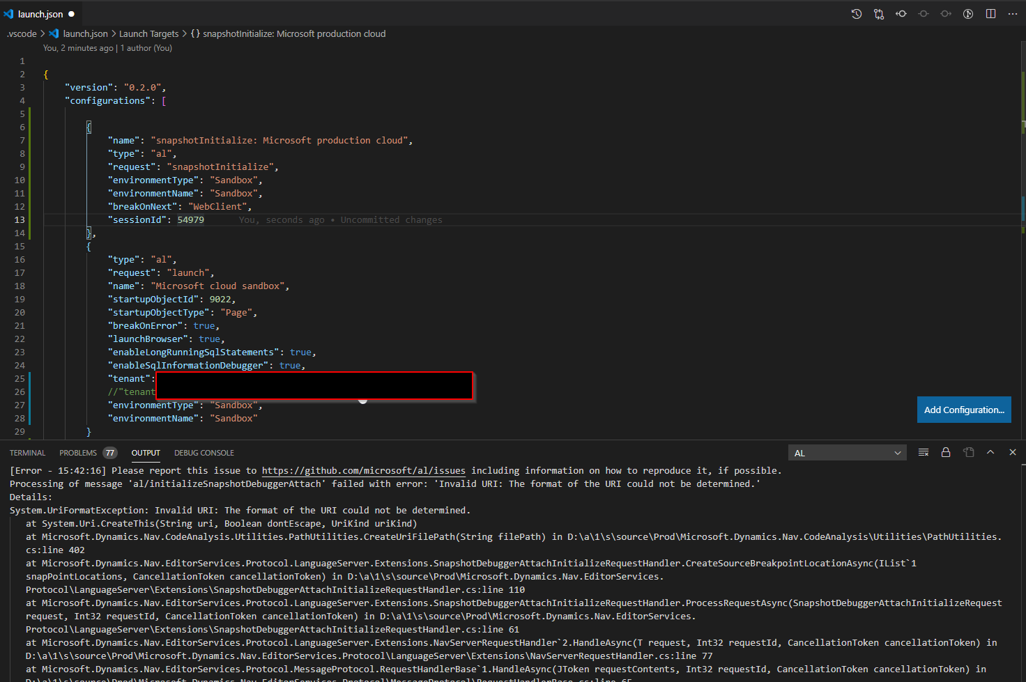 Error in snapshot debugging · Issue #6490 · microsoft/AL · GitHub