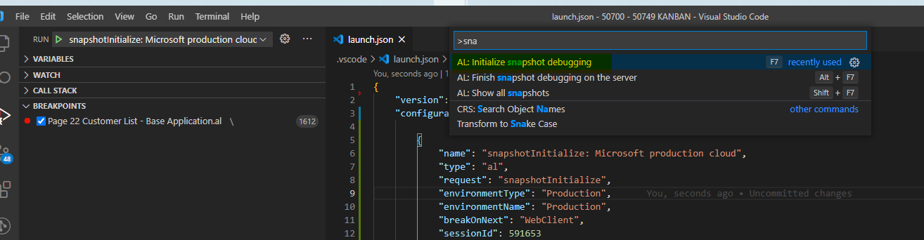 Error in snapshot debugging · Issue #6490 · microsoft/AL · GitHub