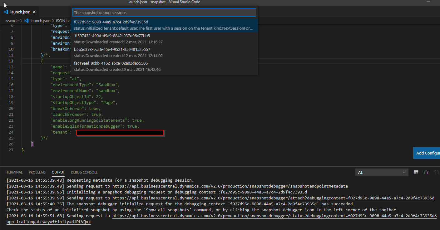 Error in snapshot debugging · Issue #6490 · microsoft/AL · GitHub