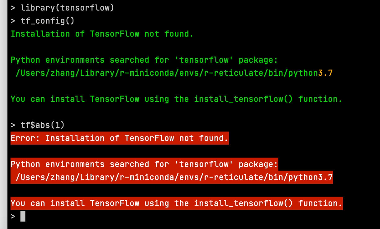 installation per instruction, but got error · Issue #463 · rstudio/tensorflow · GitHub