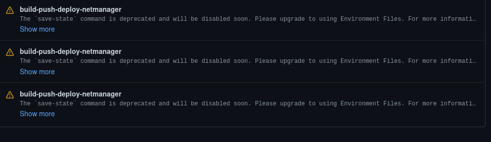 Upgrade GitHub workflows from use of `save-state` command which is deprecated · Issue #886 ...