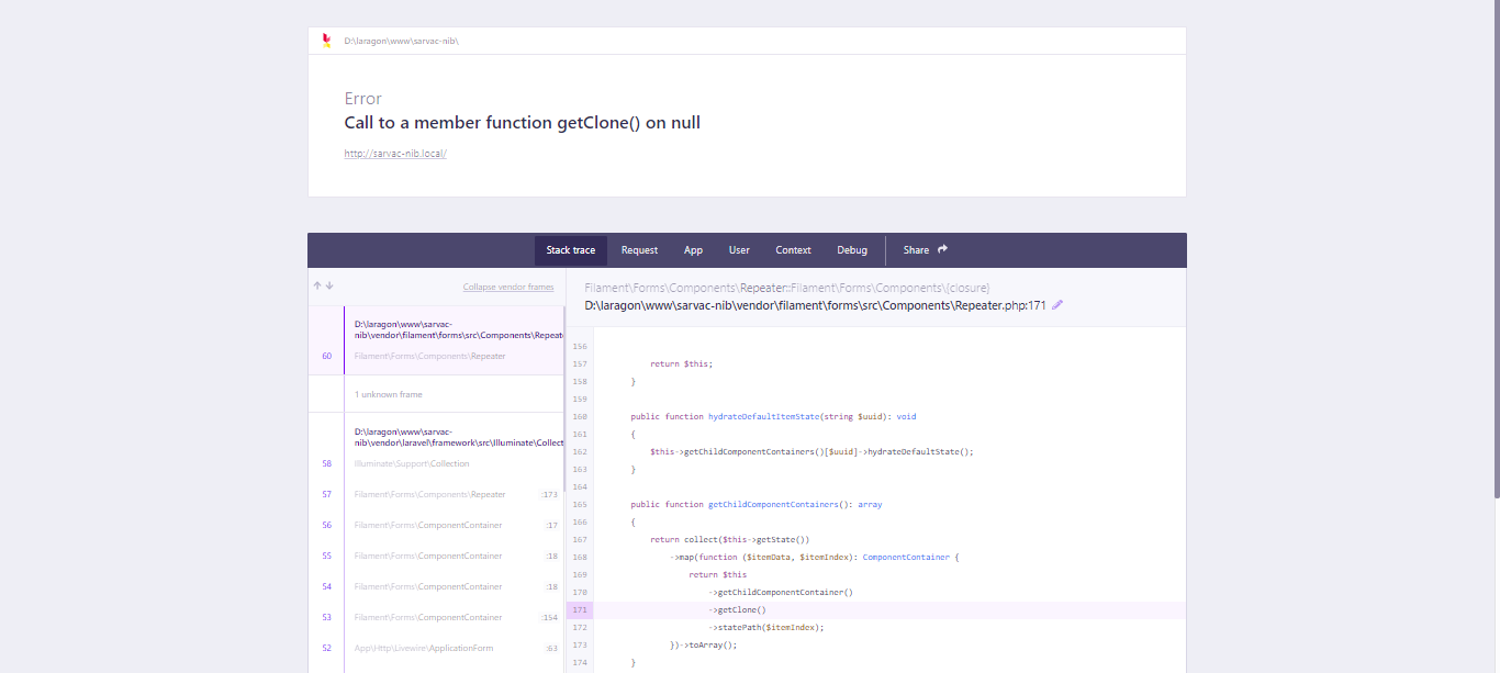 initially hidden Repeater field error · Issue #1091 · filamentphp/filament · GitHub
