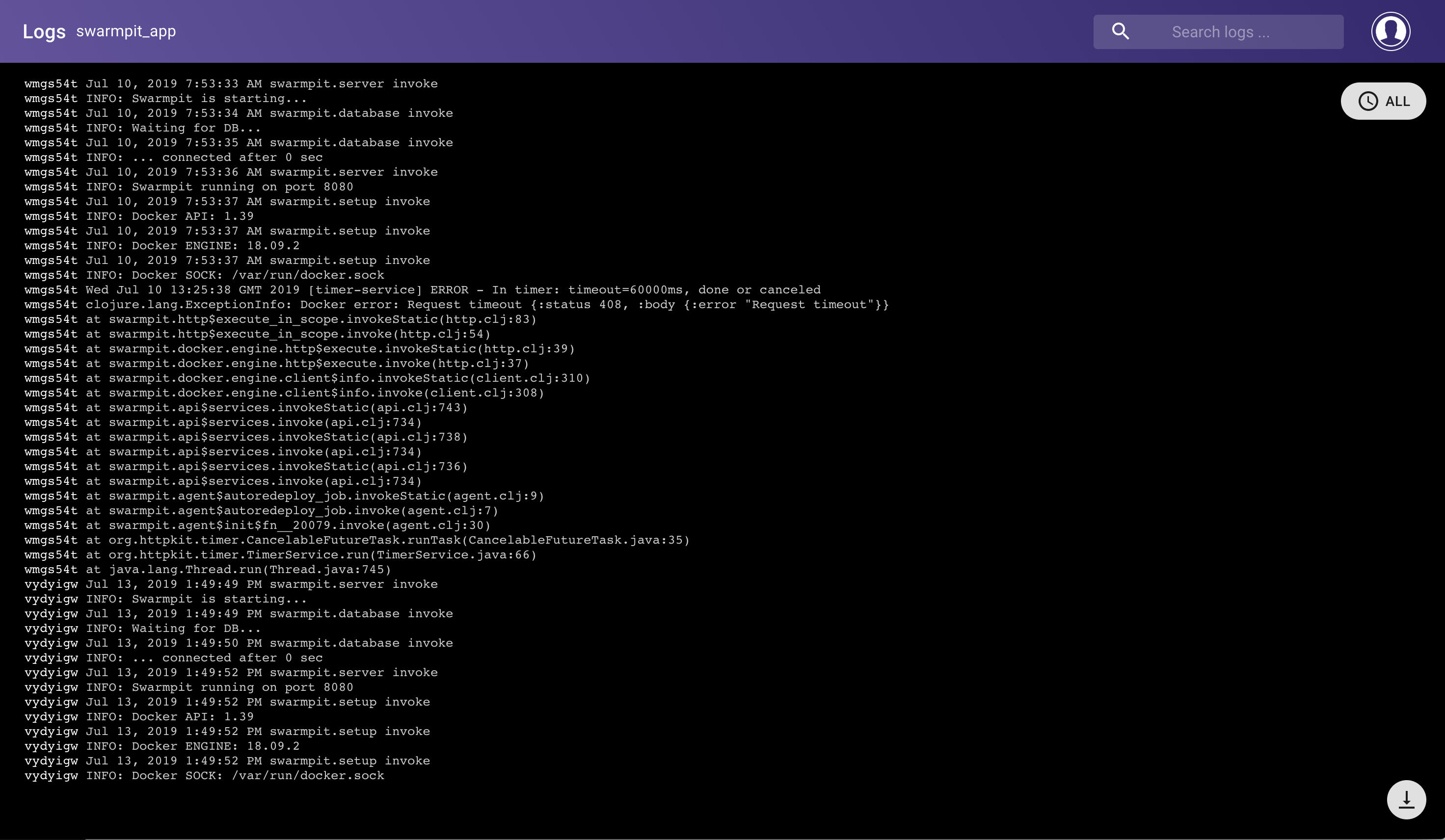 Tasks "View Logs" button is greyed out · Issue #357 · swarmpit/swarmpit · GitHub