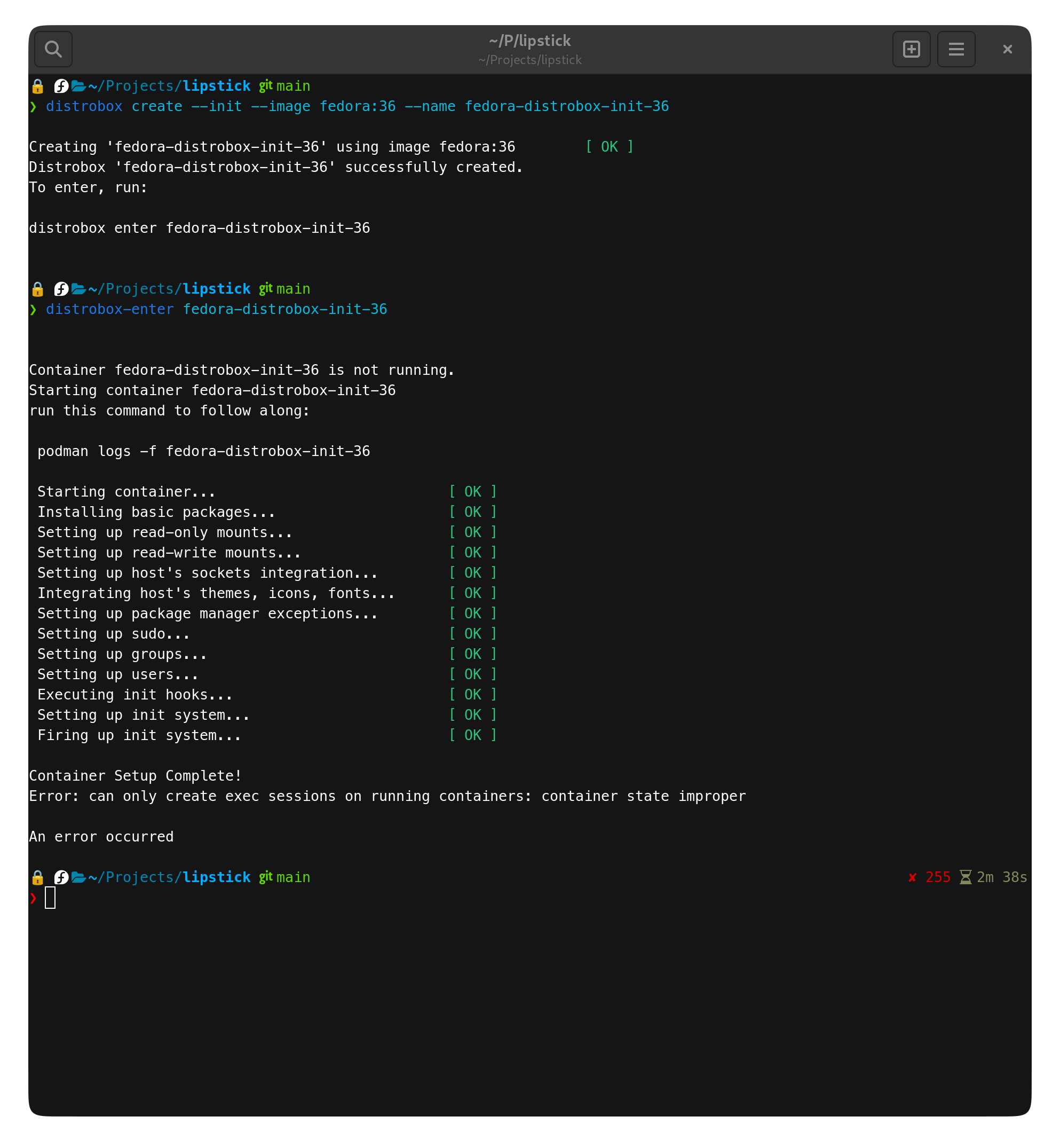 [Error] distrobox enter fails on Fedora Silverblue 36 with --init container · Issue #379 ...