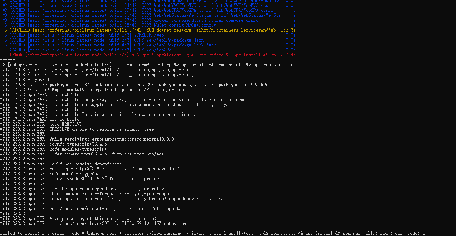 Build Failed · Issue #1702 · dotnet-architecture/eShopOnContainers · GitHub