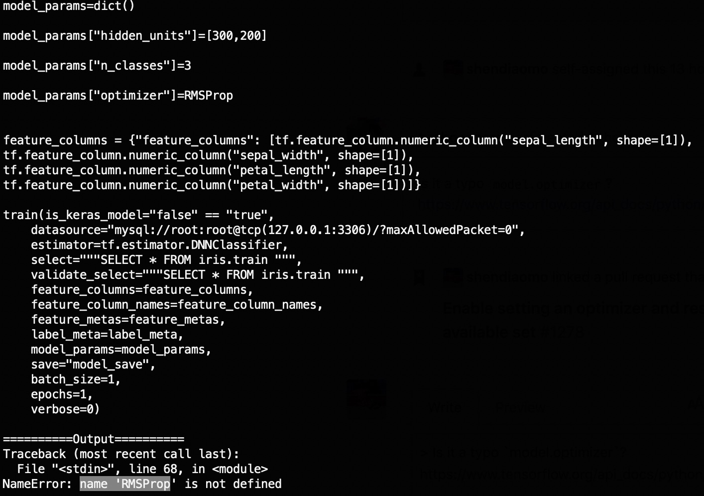 Sqlflow Doesnt Recognize An Optimizer Name · Issue 1275 · Sql Machine Learningsqlflow · Github