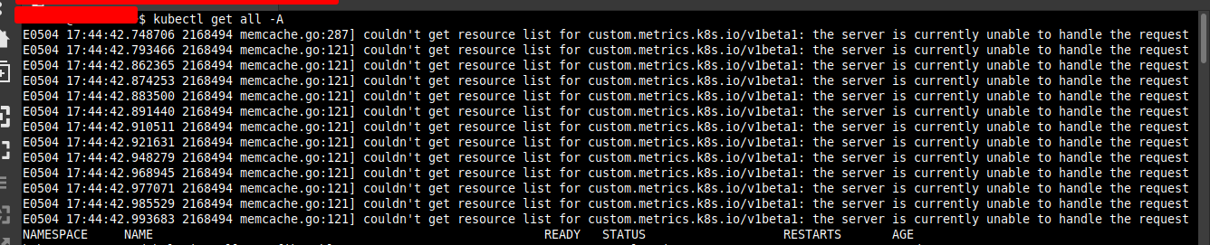 K3s - memcache.go:121] couldn't get resource list · Issue #7427 · k3s-io/k3s · GitHub