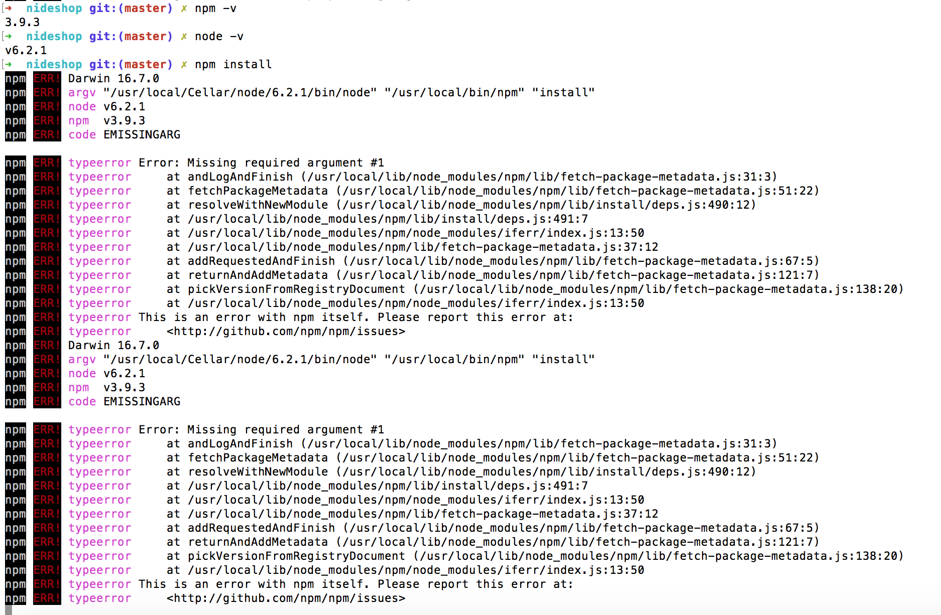npm 3.9.3 happen isuue:Error: Missing required argument #1 · Issue #18672 · npm/npm · GitHub