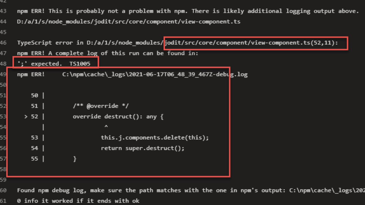 TypeScript error in node_modules/jodit/src/core/component/view-component.ts(52,11): ';' expected ...