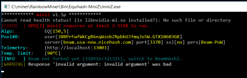 MiniZ 1.5p - Beam not working on New Nicehash and 1060 3GB · Issue #633 · RainbowMiner ...