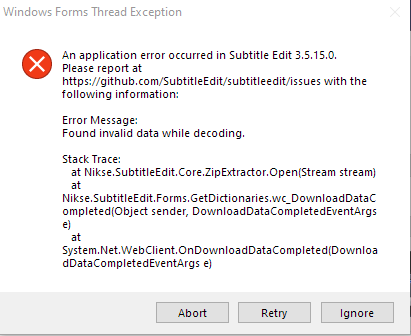 Error when downloading Indonesian dictionary · Issue #4222 · SubtitleEdit/subtitleedit · GitHub