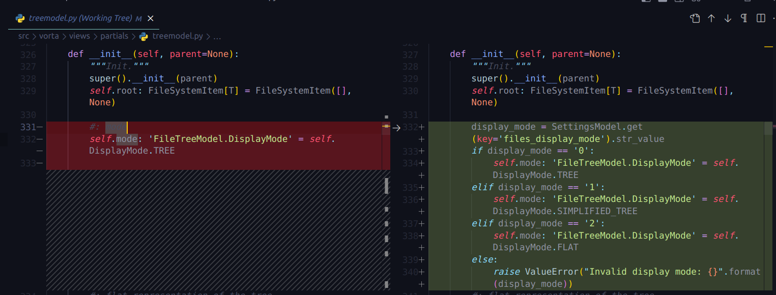 Display mode of diff view should be remembered as setting when restarting Vorta · Issue #1516 ...