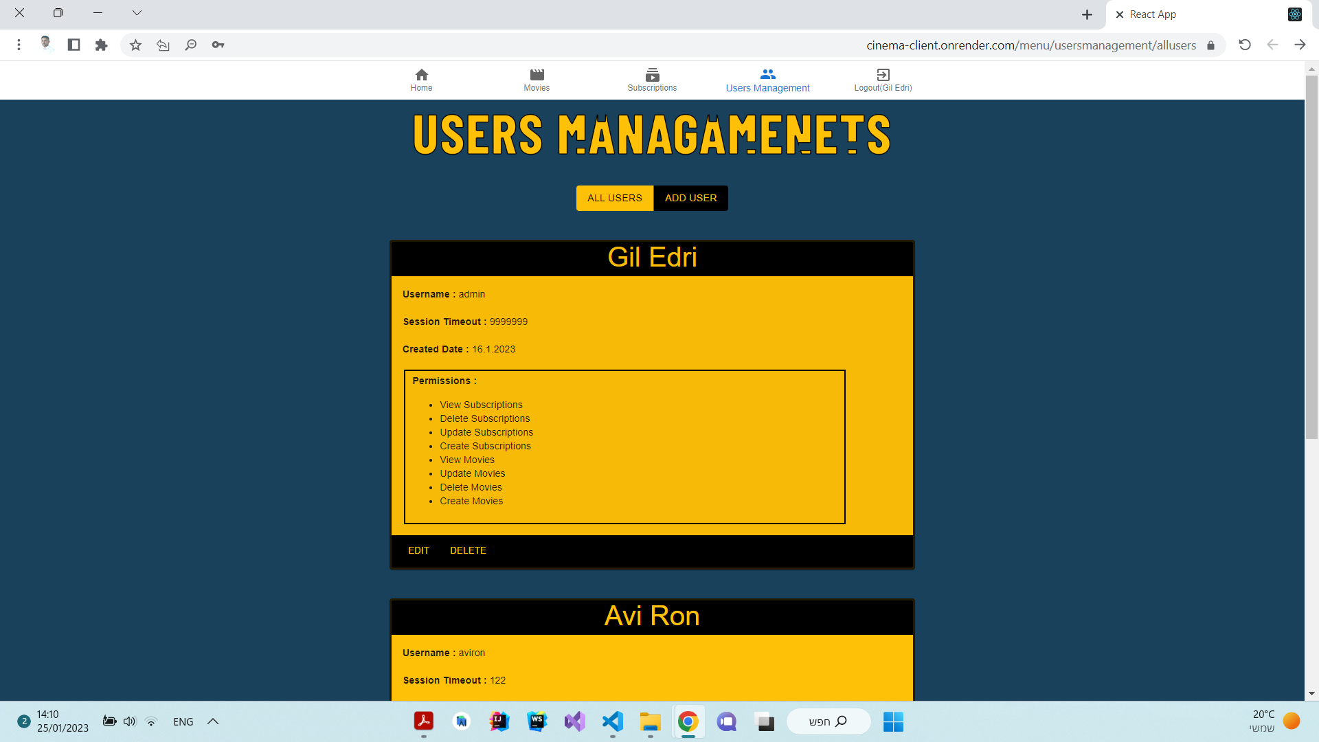 GitHub - giledrix/Cinema-API: Movies & Subscription management Web ...