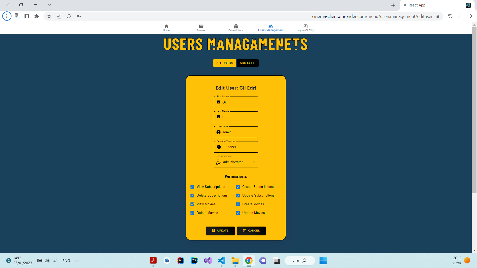 GitHub - giledrix/Cinema-API: Movies & Subscription management Web application - My first MERN ...