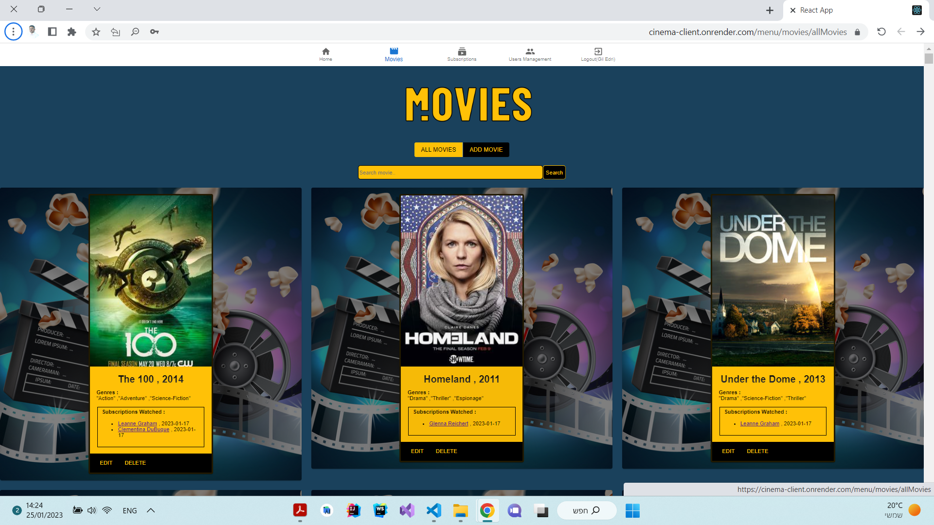 GitHub - giledrix/Cinema-API: Movies & Subscription management Web ...