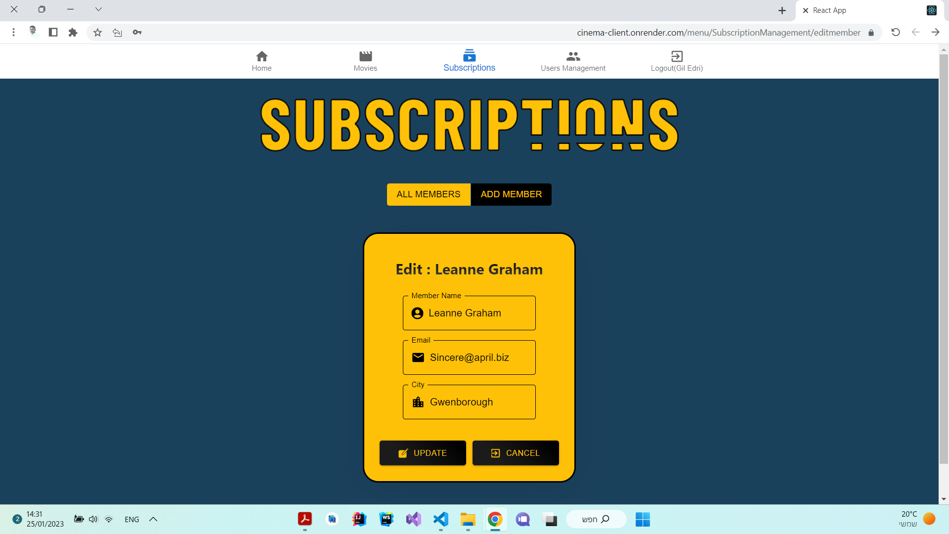 GitHub - giledrix/Cinema-Management-React: Movies & Subscription ...