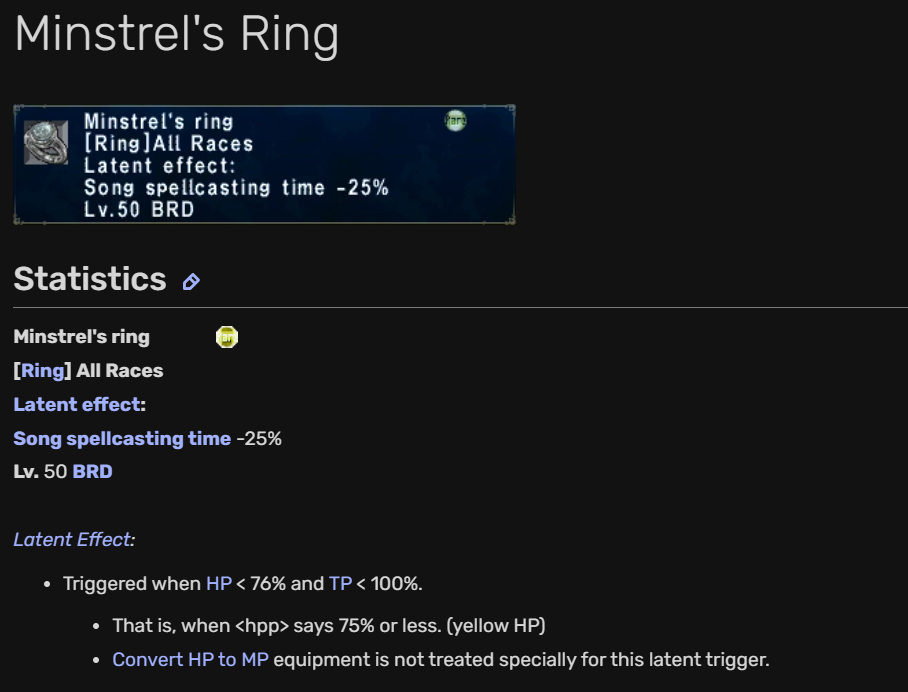 Minstrels Ring Is Not Calculating Hp Or Converts Mp To Hp Gear In Its Formula When