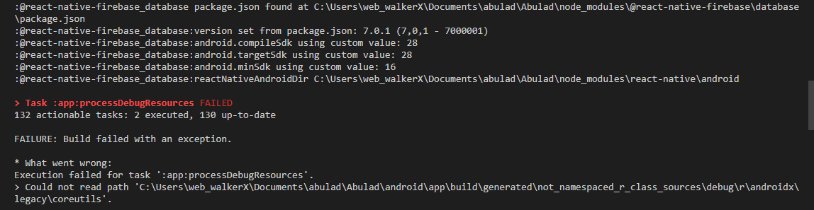 Android Importing React Native Firebasedatabase Prevents App Build · Issue 3657 · Invertase