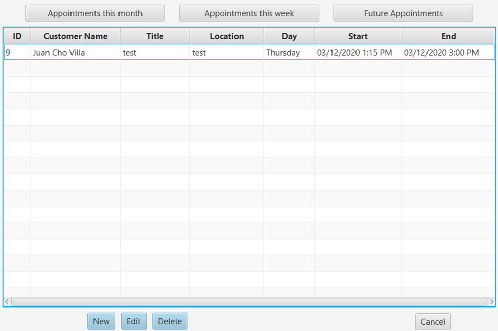 GitHub - Jugarcia15/Appointment-scheduler-application: Java Database ...