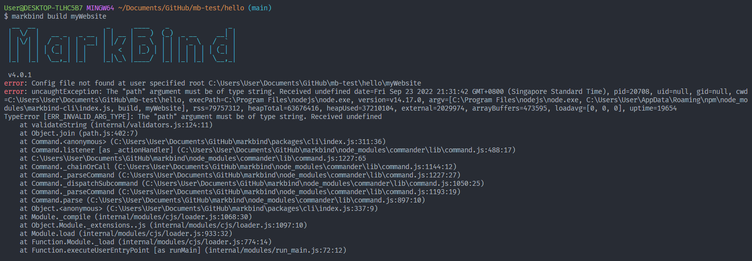 Unable To Pass Arguments To Markbind Build · Issue 2033 · Markbind Markbind · Github