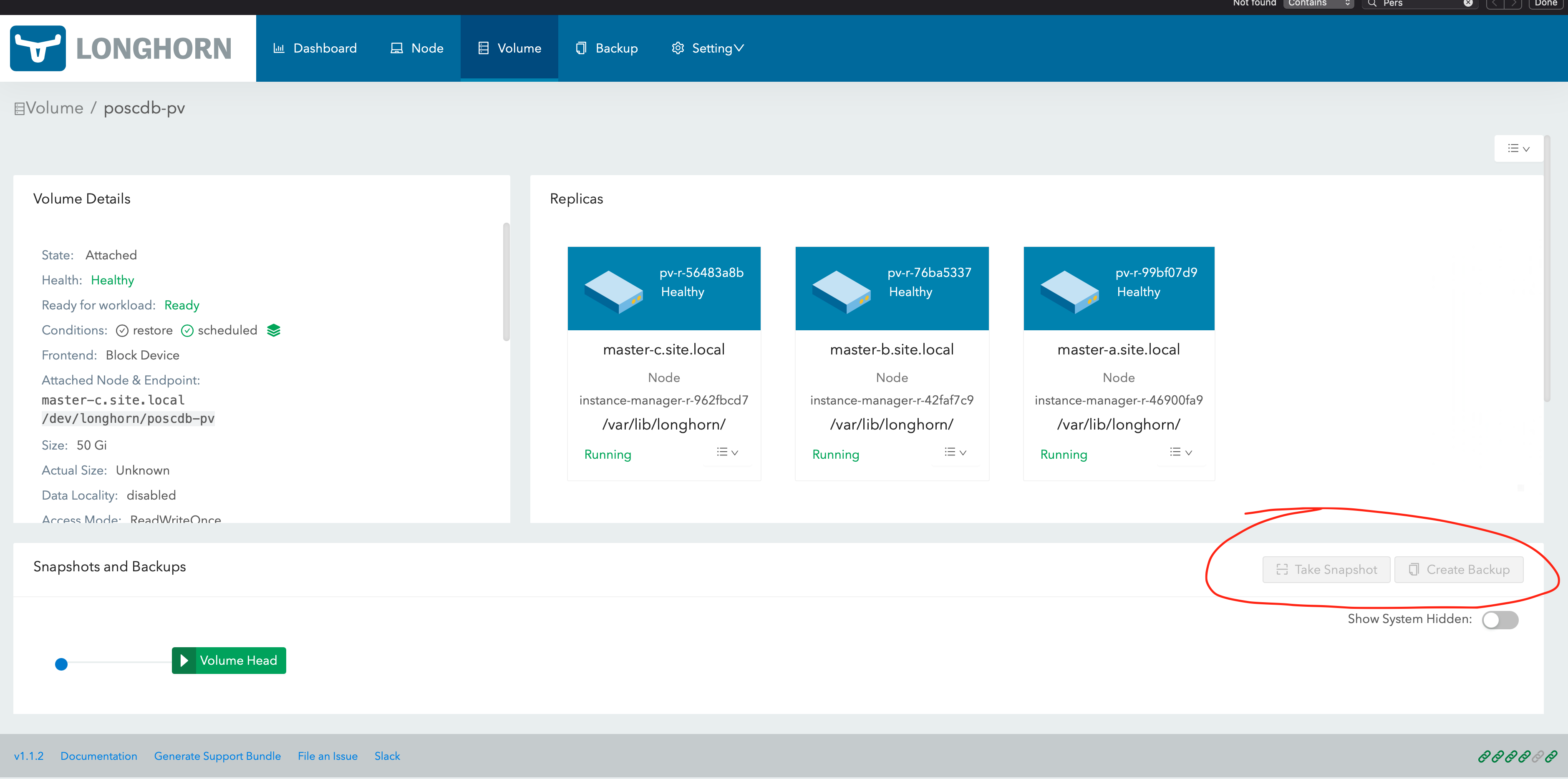 [BUG] v1.1.2 UI "Take Snapshot" & "Create Backup" buttons disabled · Issue #2834 · longhorn ...
