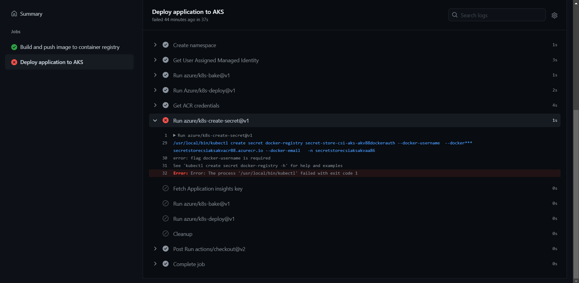 Github Action Error Create Secret From Acr To Kubernetes · Issue 1 8898