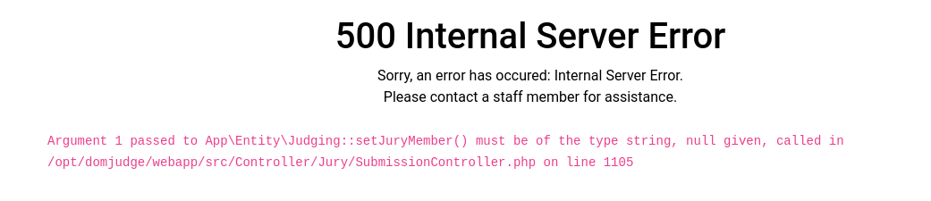 Unclaiming A Submission In Jury Interface Results In A 500 · Issue 995 · Domjudge Domjudge · Github
