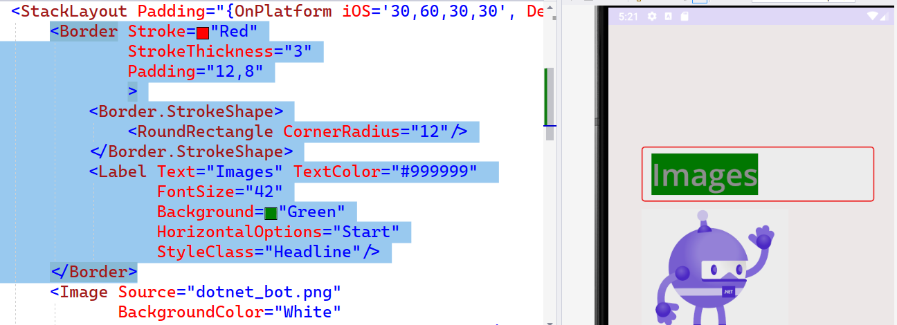 [Bug] Border sizes to container instead of wrapping content · Issue ...