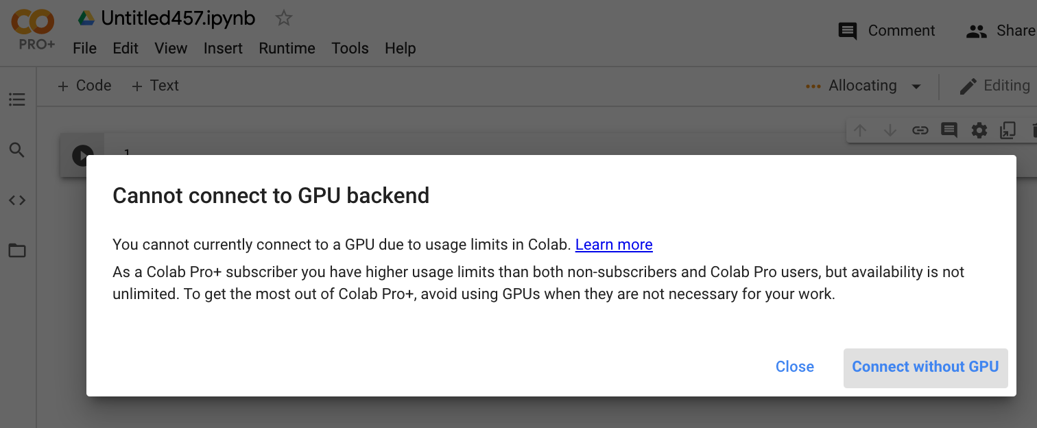 After upgrading to Pro+ I can no longer get access to GPUs · Issue ...