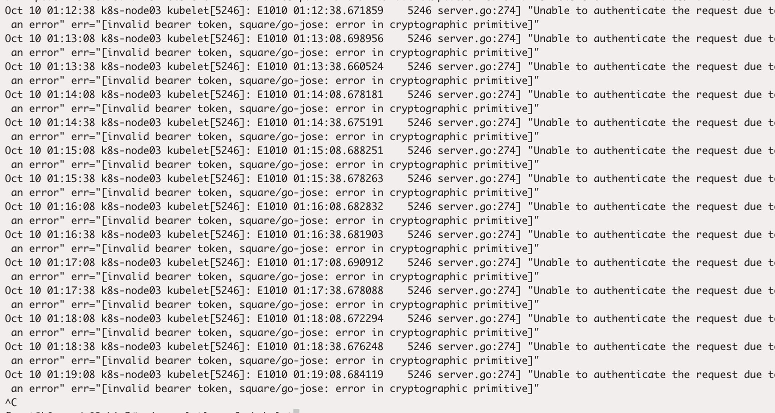K8s V1236 Installed In Binary Kubelet Unable To Authenticate The Request Due To An Error Err
